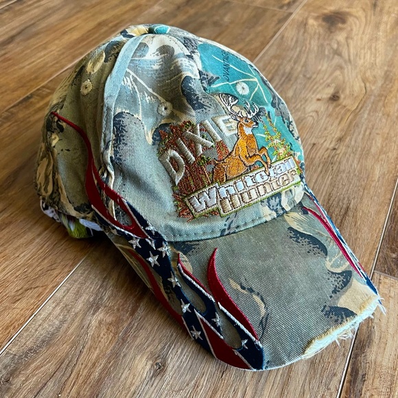 Accessories | Mens Dixie Whitetail Hunter Rebel Flag Distressed Hat ...